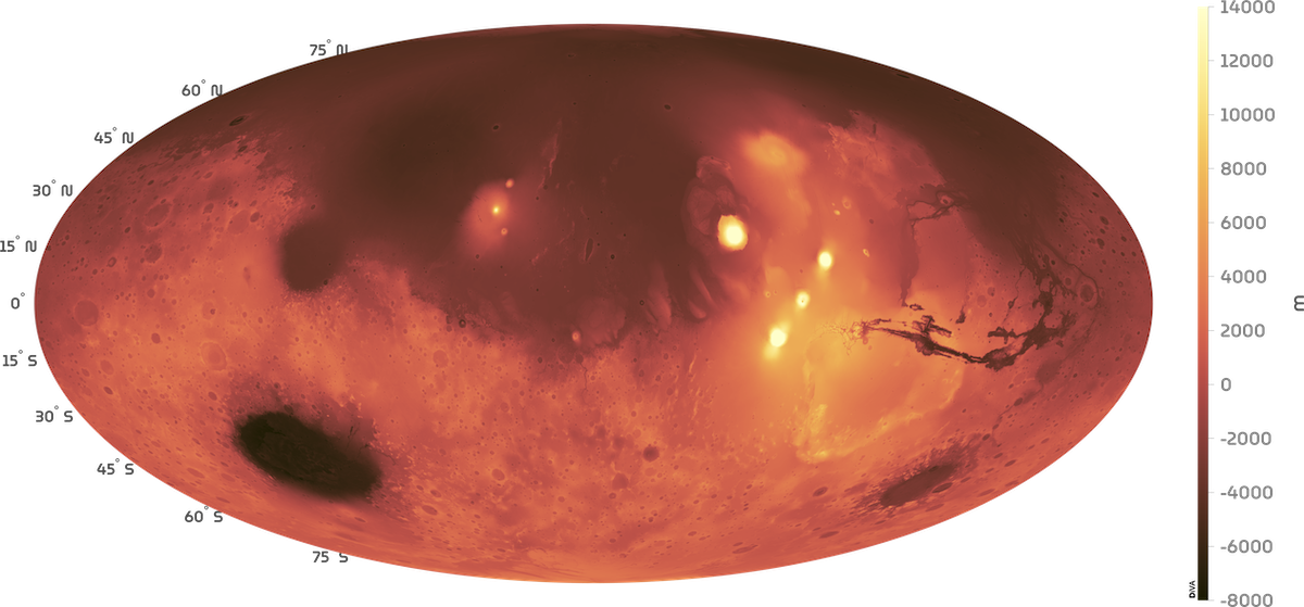 Mars topography - Accessible Science Graphics Collection